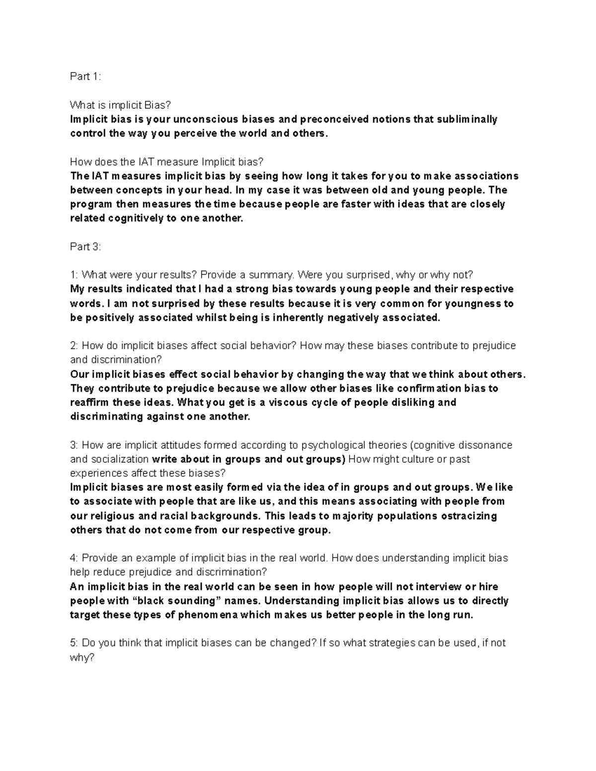 IAT Worksheet - Part 1: What is implicit Bias? Implicit bias is your ...