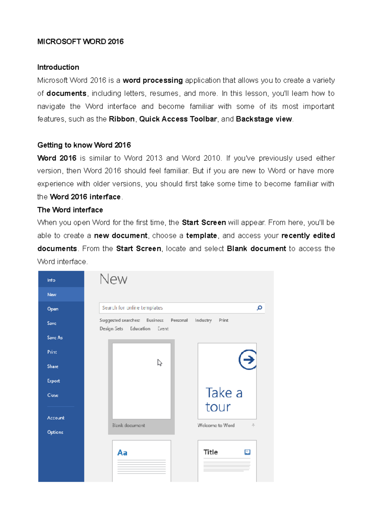 Microsoft WORD 2016 User Manual: A Comprehensive Guide - Studocu