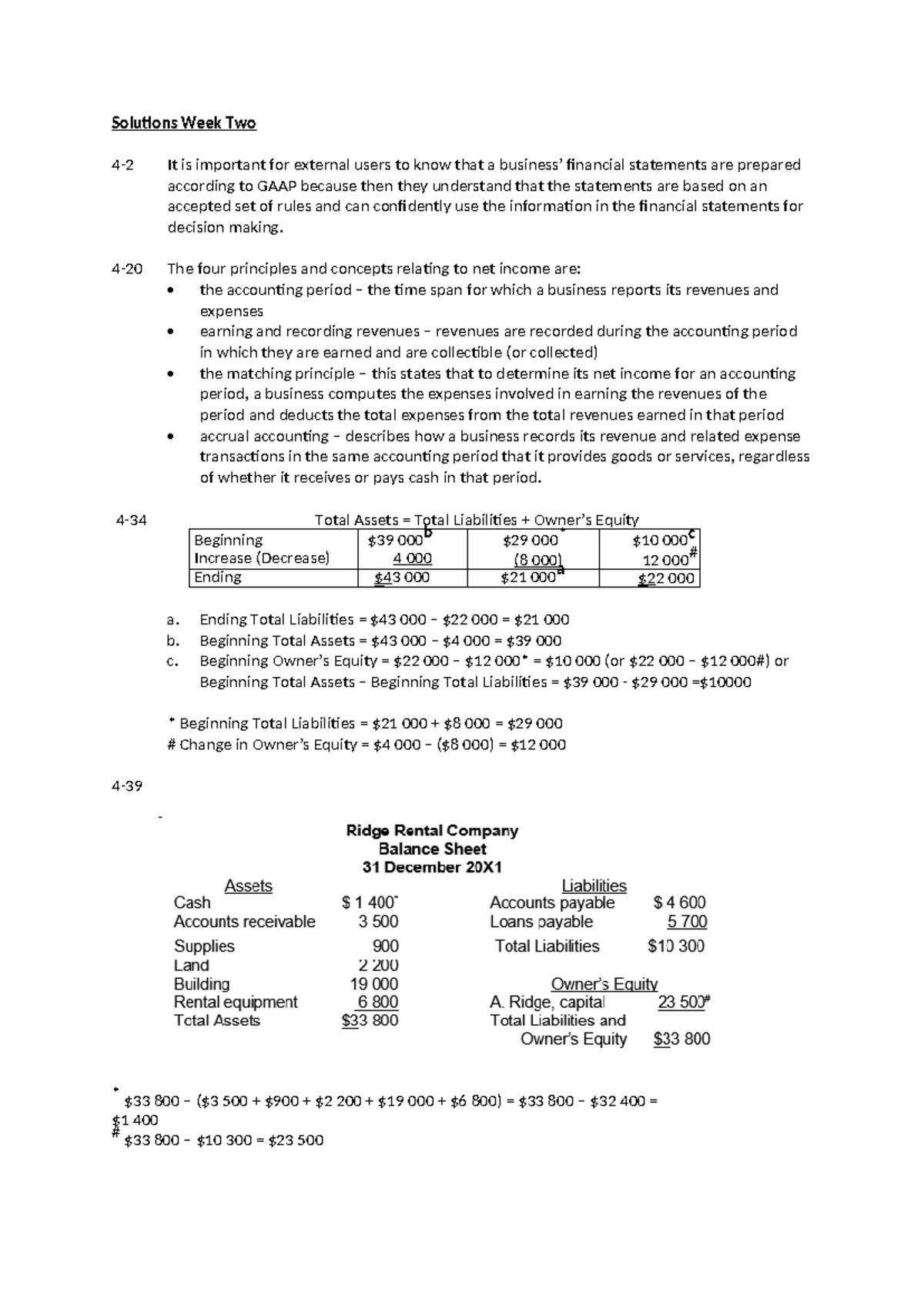Week 2 Solutions: Understanding GAAP and Financial Statements - Studocu