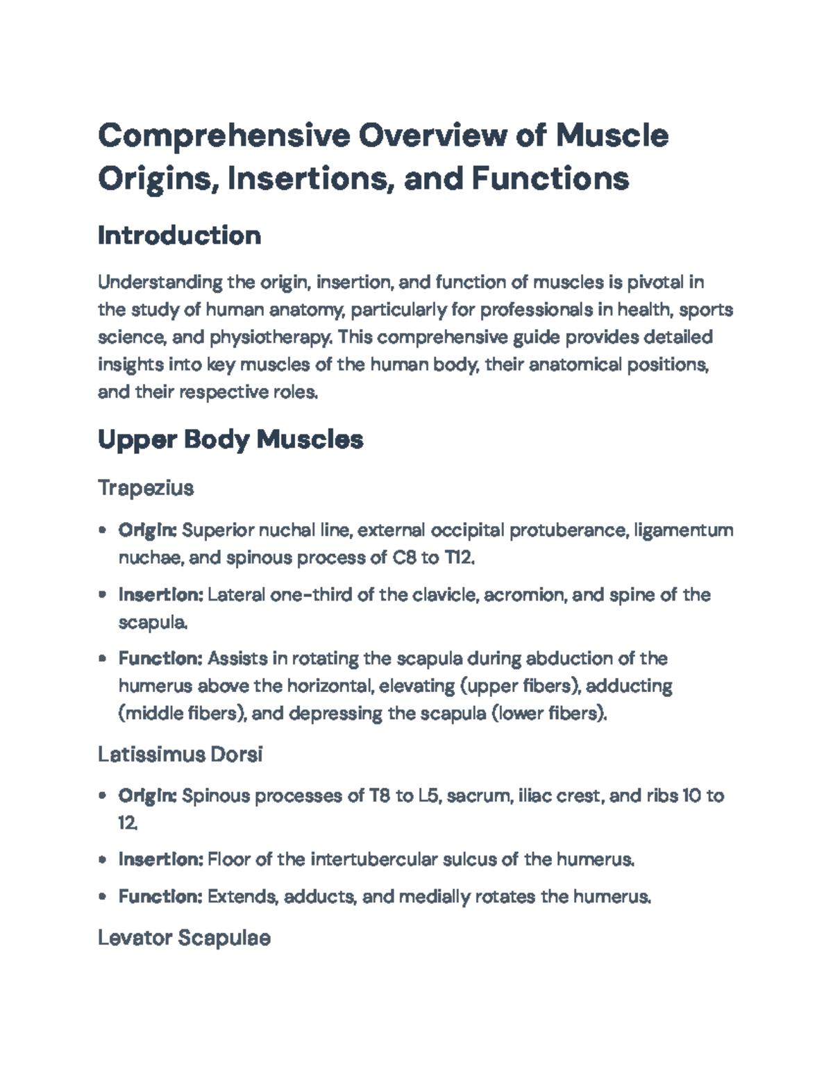 Comprehensive Guide to Muscle Origins, Insertions & Functions (Anatomy ...