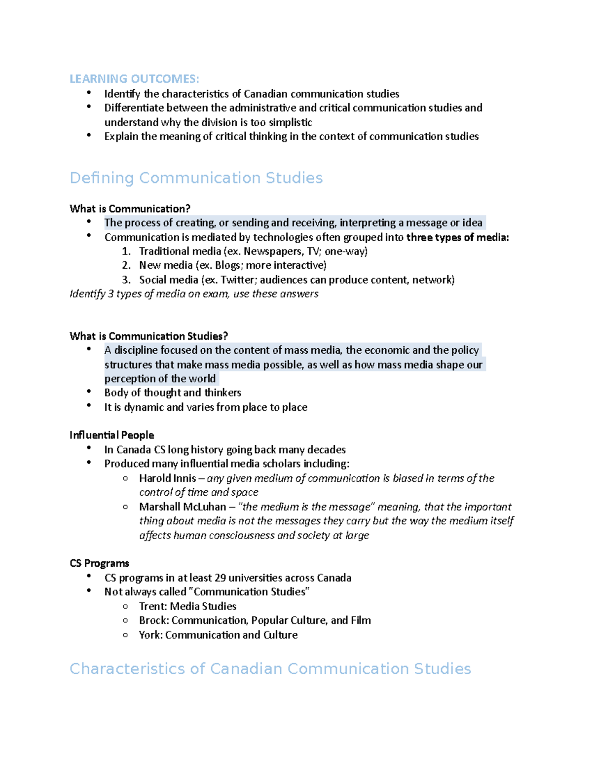 CS101 Lecture 2 - WLU - LEARNING OUTCOMES: Identify the characteristics ...