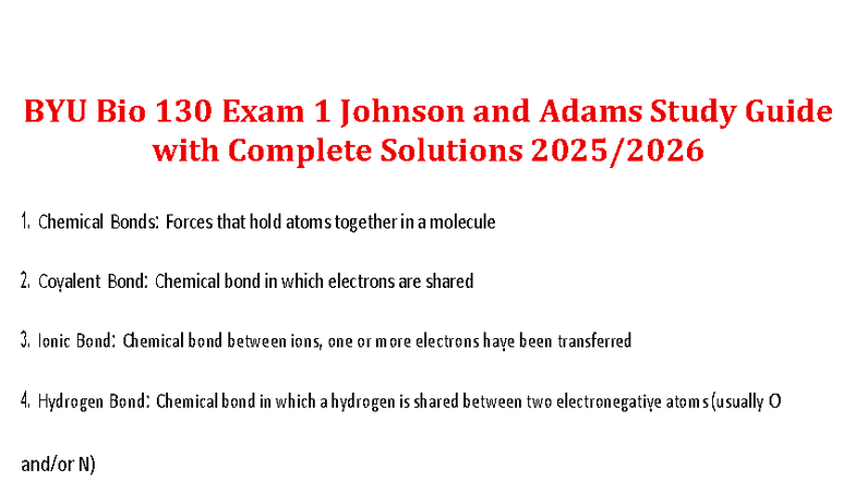 BYU Bio 130 Exam 1 Study Guide: Key Concepts and Solutions - Studocu