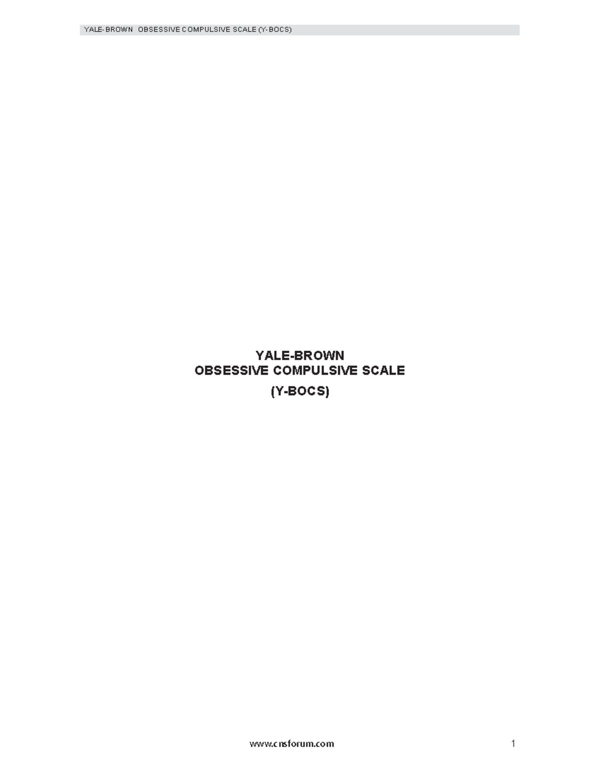 Y-BOCS - Y bocs assessment scale - ####### ####### - Studocu