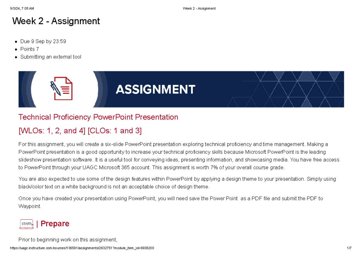 Week 2 - Assignment: Technical Proficiency PowerPoint Presentation - Studocu
