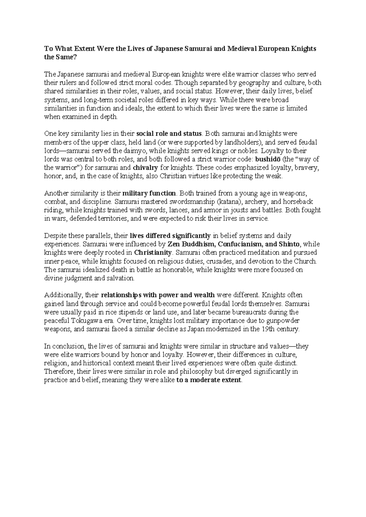 Comparative Analysis of Samurai and Knights: Similarities and ...