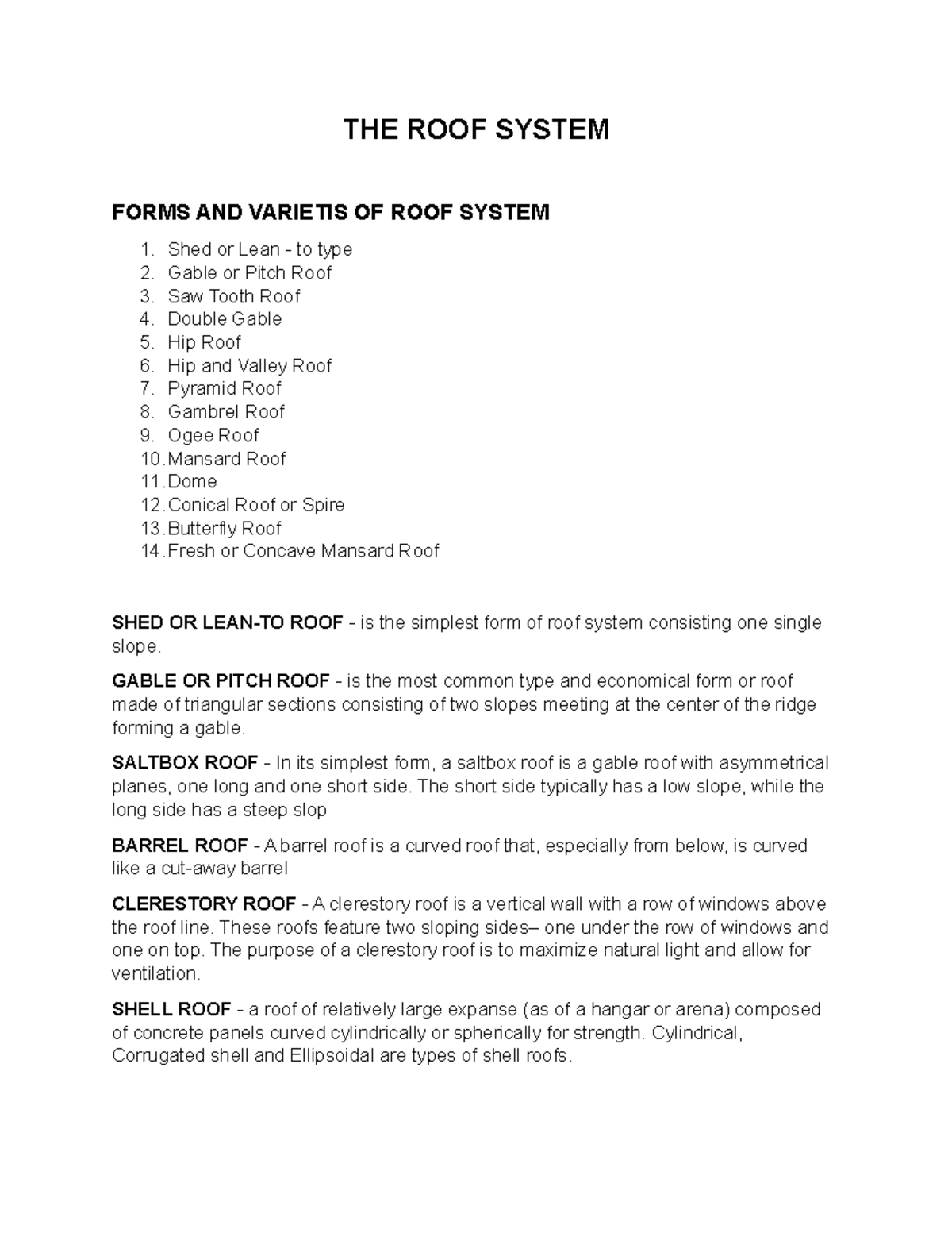 Roof System Overview: Types, Frames & Components Explained - Studocu