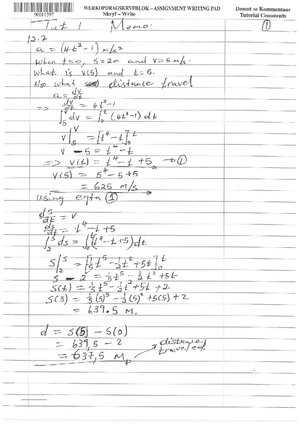 WERKOPDRAGSKRYFBLOK 90011597 Tutorial Work 1 Memo and Comments - Studocu