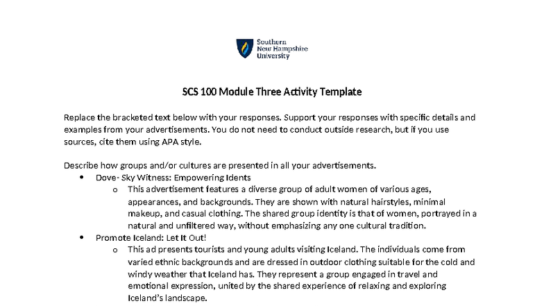 SCS 100 Module Three Activity Template - SCS 100 Module Three Activity ...