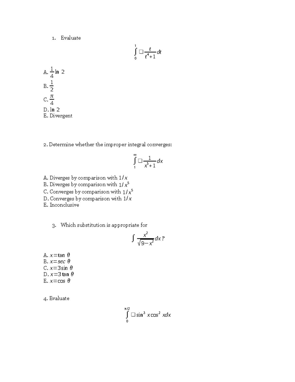 Calculus 2 (MATH 201) Test 1 Prep: Practice Problems & Solutions - Studocu