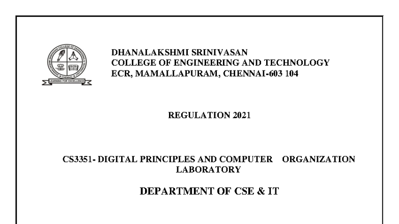 CS 3351 DPCO: Digital Principles & Logic Gates Lab Report - Studocu