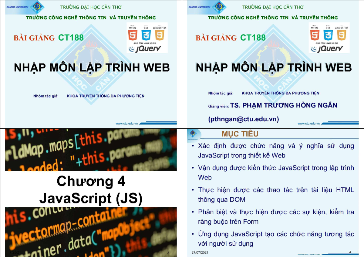 CT188 Chapter 4: JavaScript Concepts and Implementation Overview - Studocu