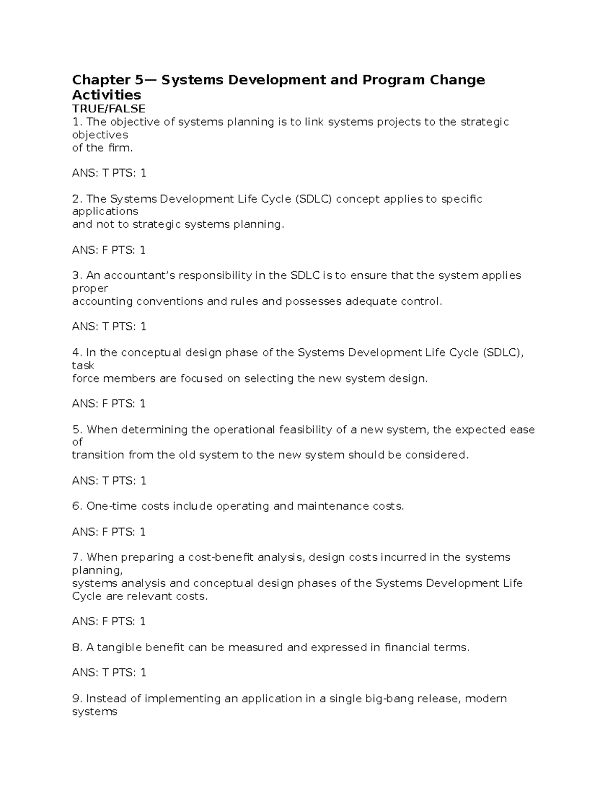 Docx - ACCOUNTING - Chapter 5— Systems Development and Program Change ...