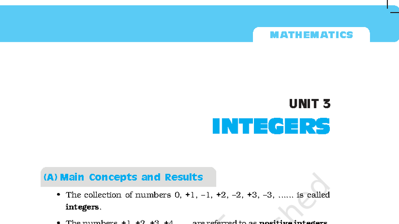 Class 6 Exemplar Maths 3: Understanding Integers and Their Properties ...