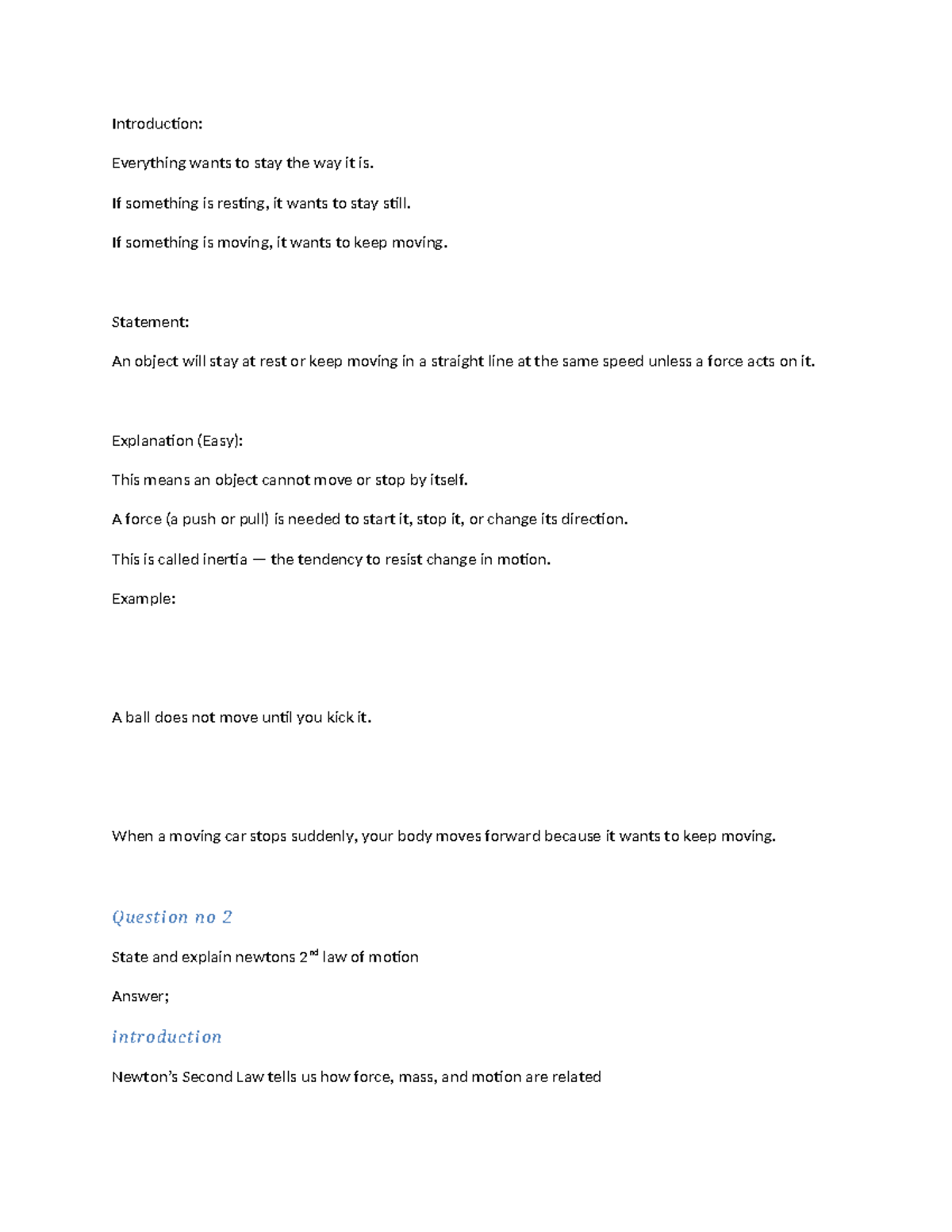 Chapter 3: Newton's Laws of Motion - Q1 & Q2 Notes - Studocu