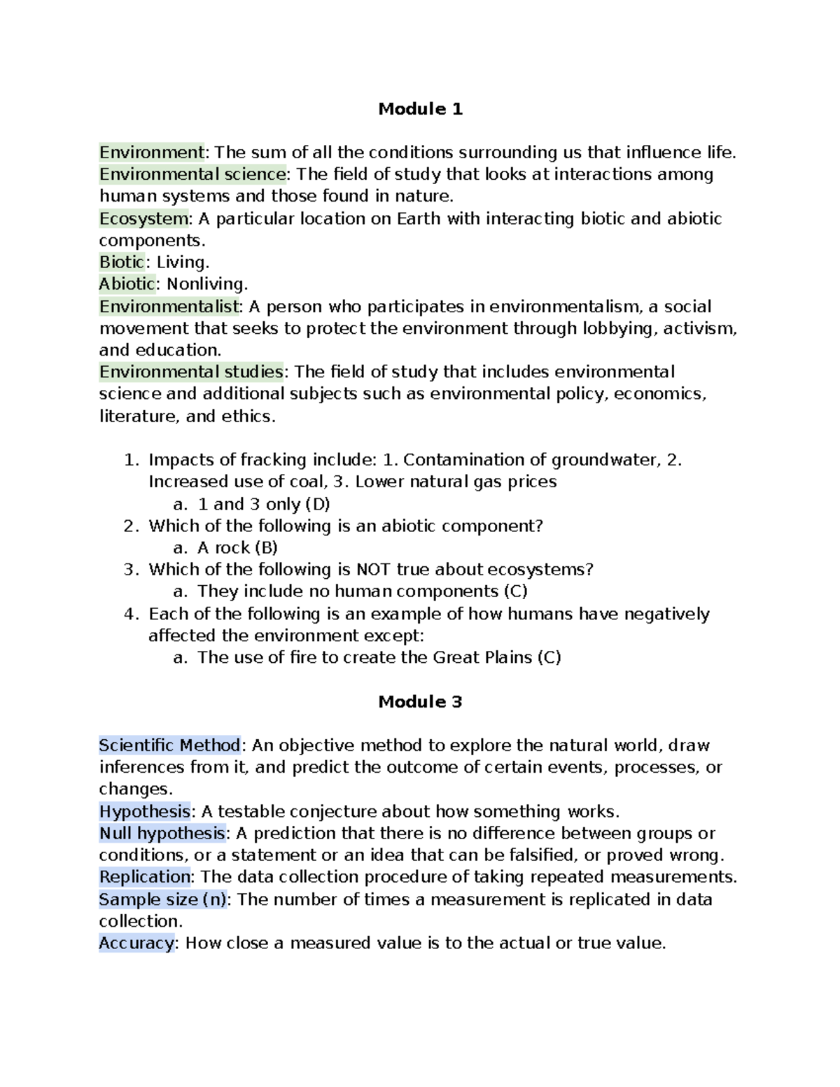 APES Notes - Module 1 Environment: The sum of all the conditions ...
