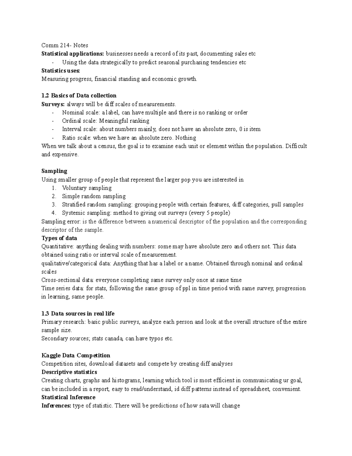 Comm 214 Lecture Notes: Data Analysis and Probability Concepts - Studocu