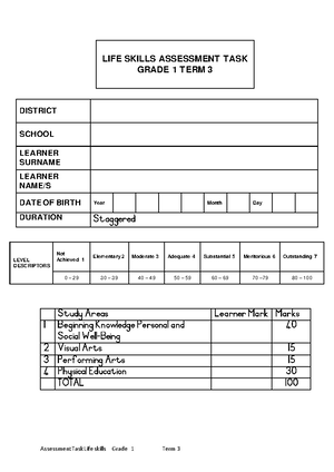 English FAL Grade 4 Exemplar Task Term 2 - GRADE: 4 ENGLISH FIRST ...
