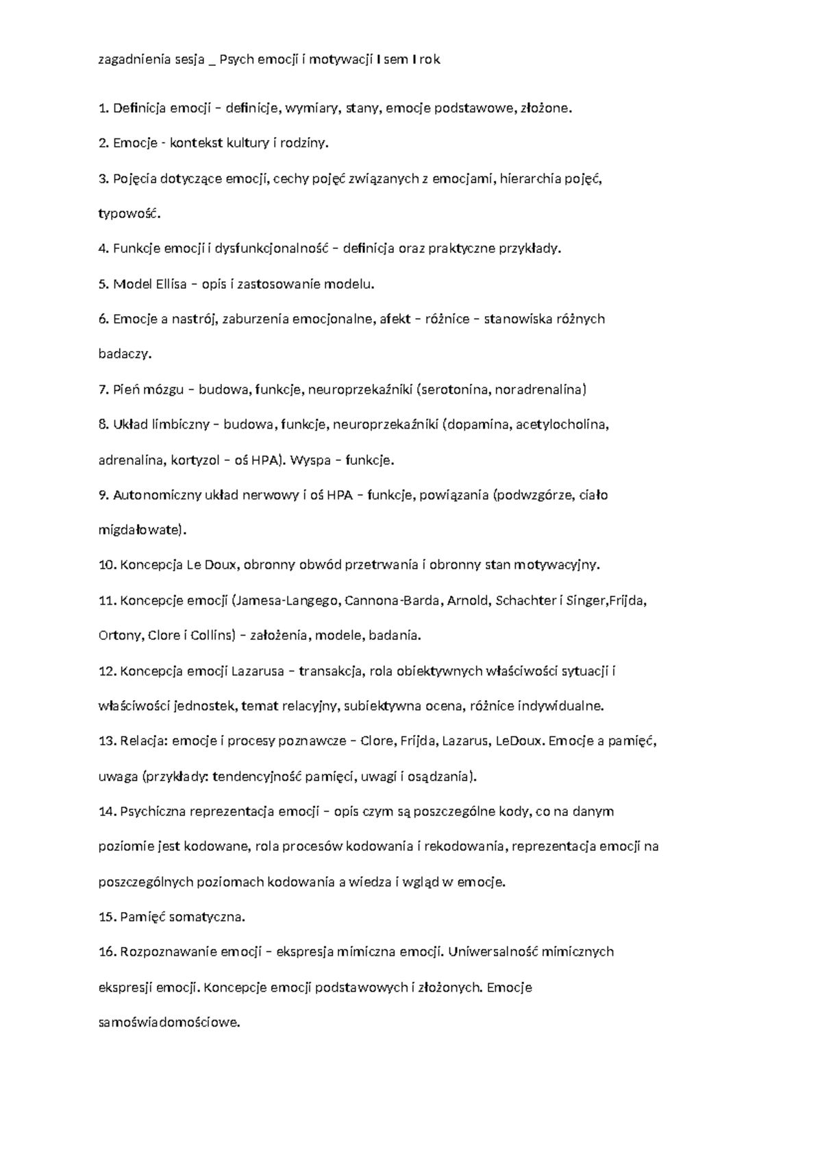 Zagadnienia psych emocji i motywacji sesja - Definicja emocji ...