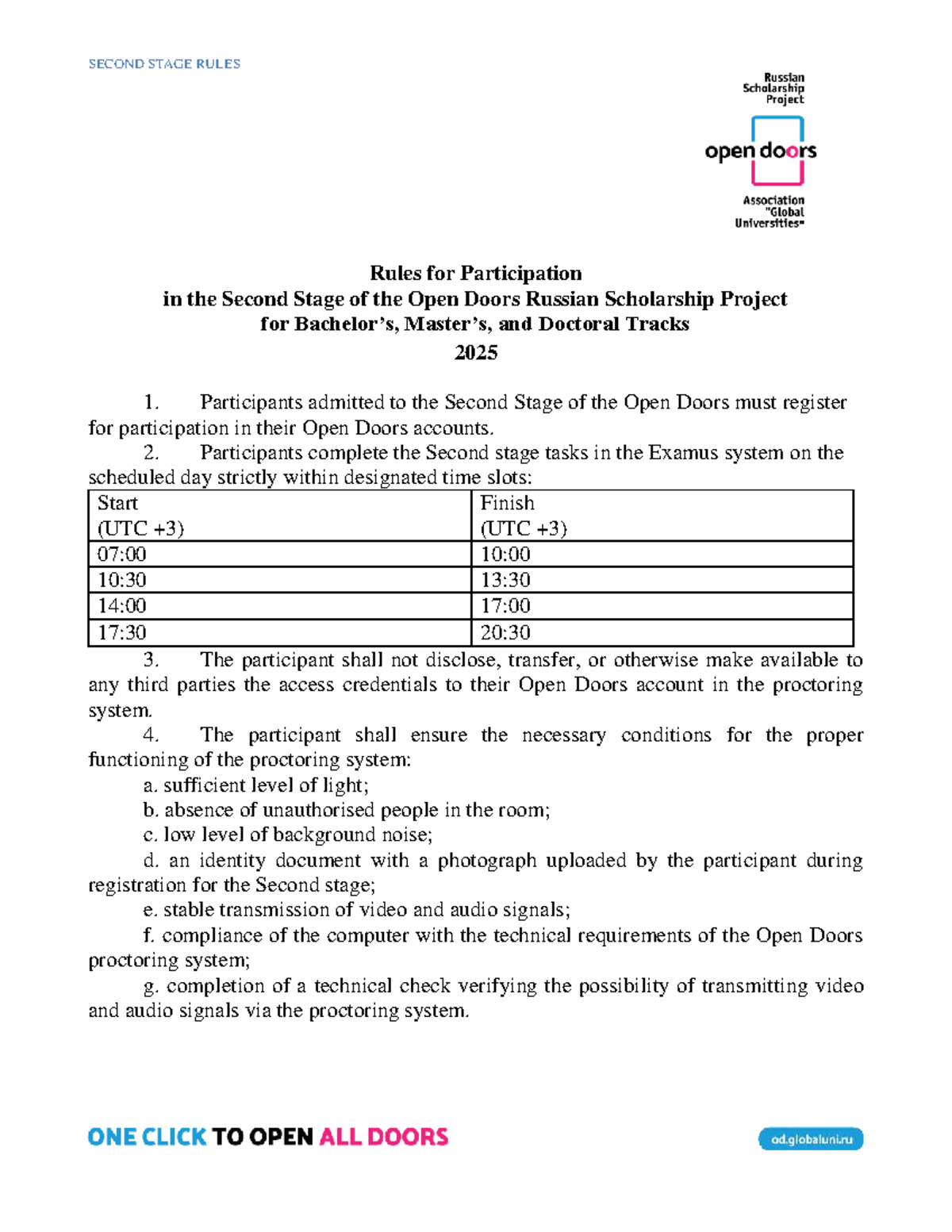 Second Stage Rules for Open Doors Scholarship 2025 ENG - Studocu