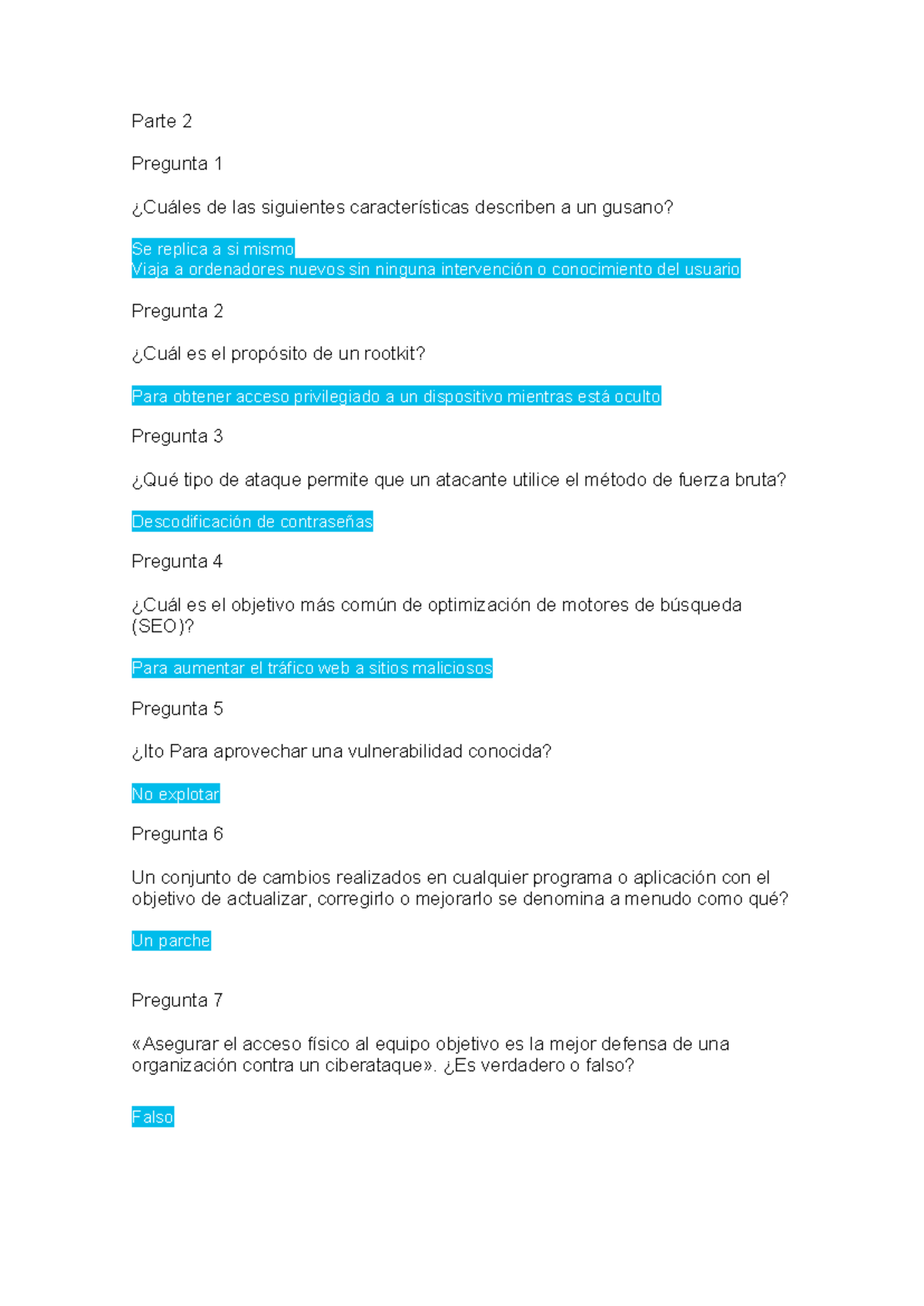 Examen 4 de Seguridad Informática: Preguntas y Respuestas Clave - Studocu