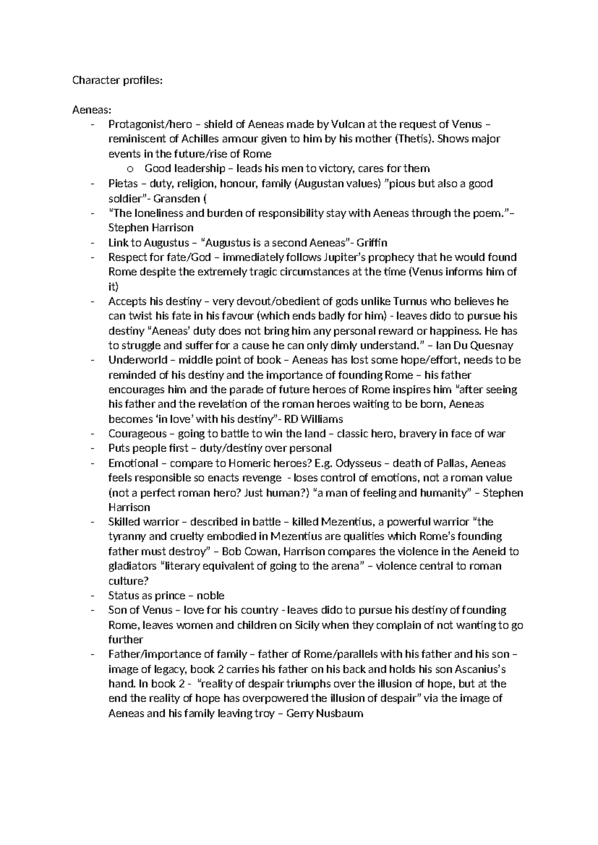 Aeneid Character Profiles: Analyzing Aeneas, Dido, and Women in ...