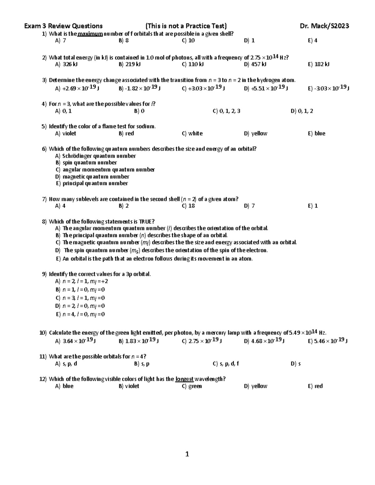 Exam 3 Review Questions - Dr. Mack/S2023 - Studocu