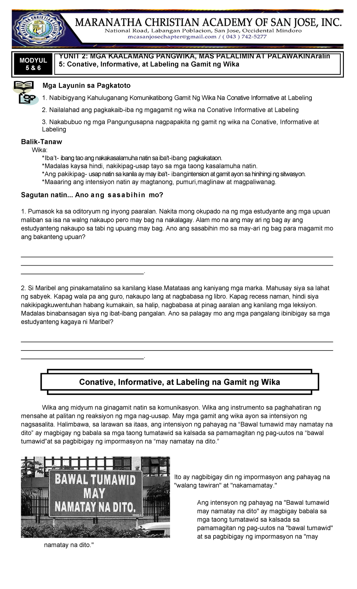 Aralin 2.0: Pagsusuri sa Conative, Informative, at Labeling na Gamit ng ...