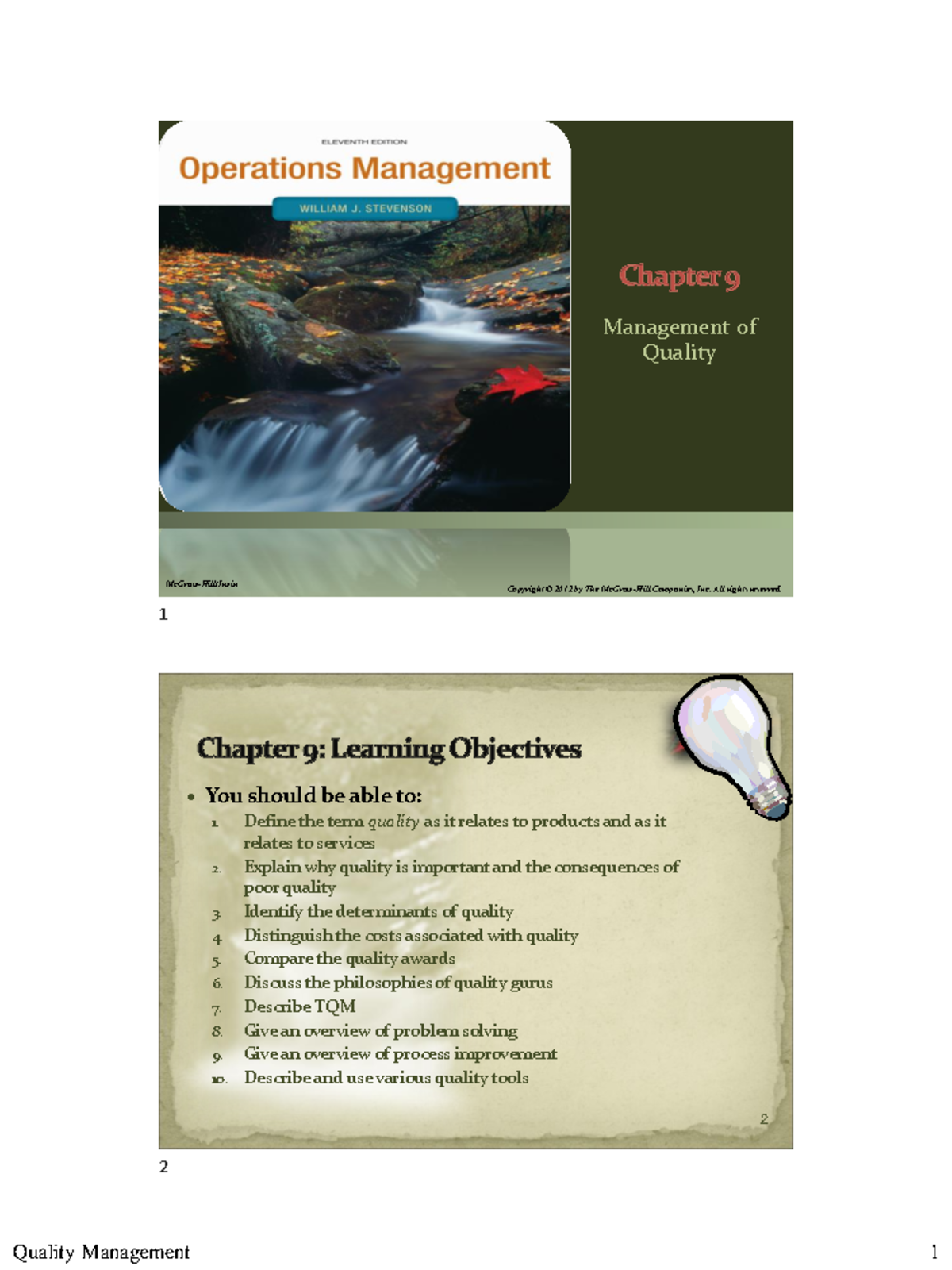 Chapter 09 - Quality Management in Operations Context - Studocu