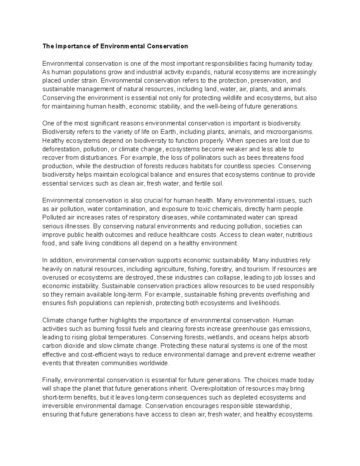Environmental Studies Final: The Importance of Environmental ...