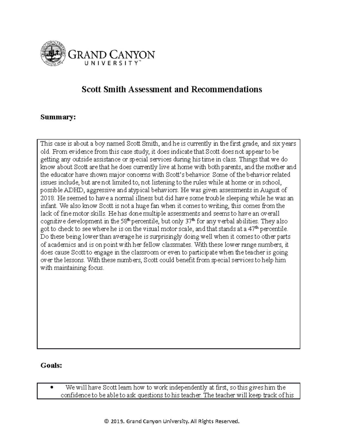 SPD 320 Case Study: Scott Smith's Assessment & Intervention Plan - Studocu