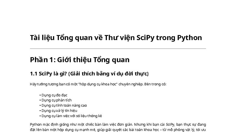 Tổng quan về Thư viện SciPy trong Python - Phần 1: Giới thiệu - Studocu