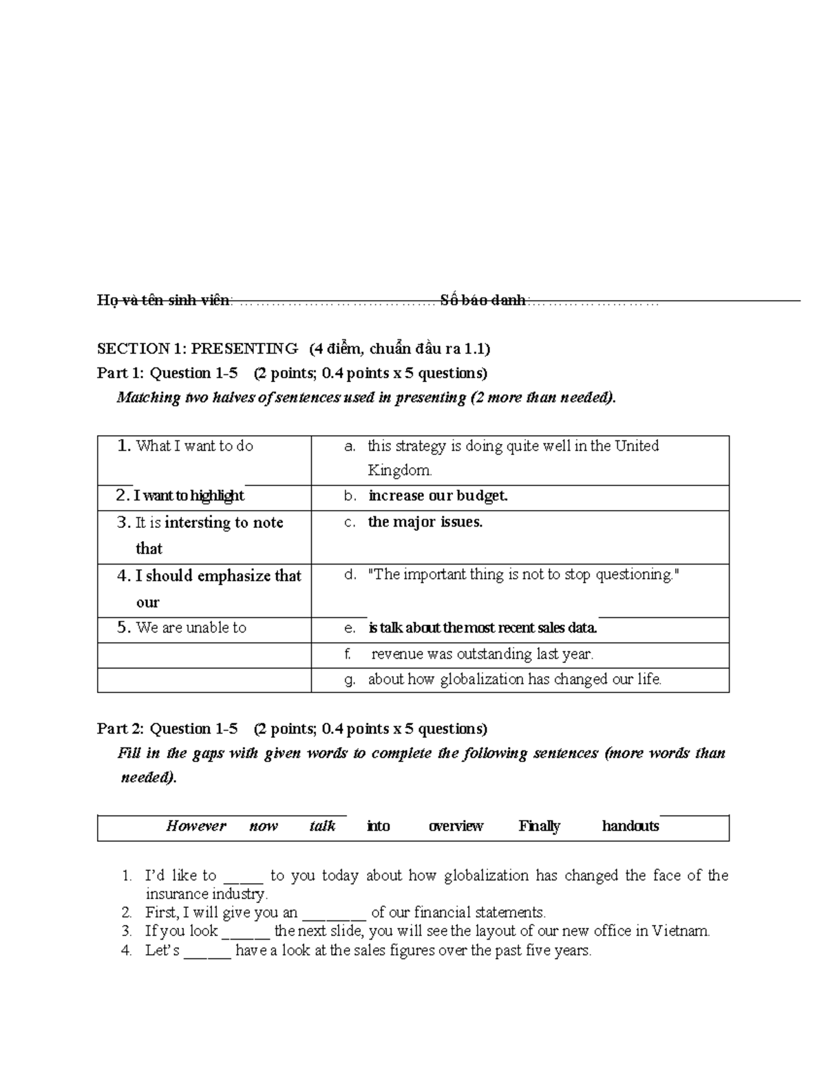 FBE702205: Final Exam Writing & Presentation Skills Sample - Studocu