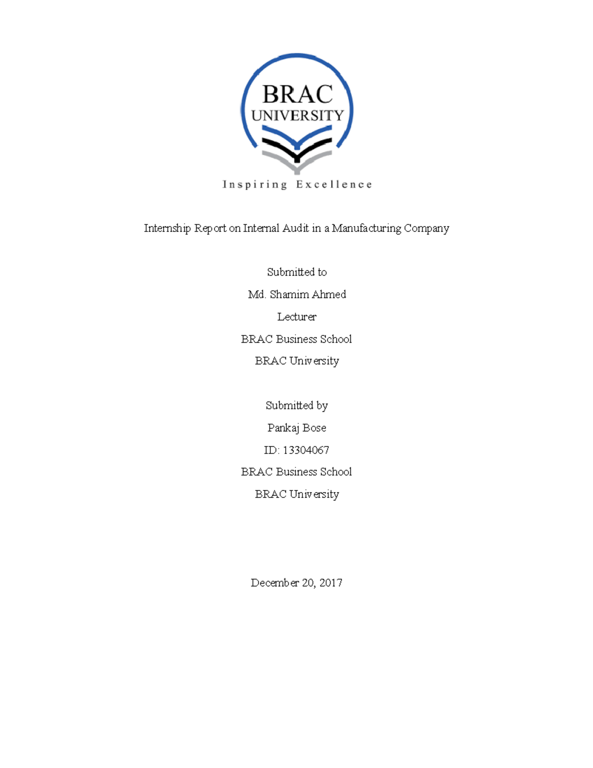 13304067-BBA - Internship Report on Internal Audit at ACNABIN - Studocu