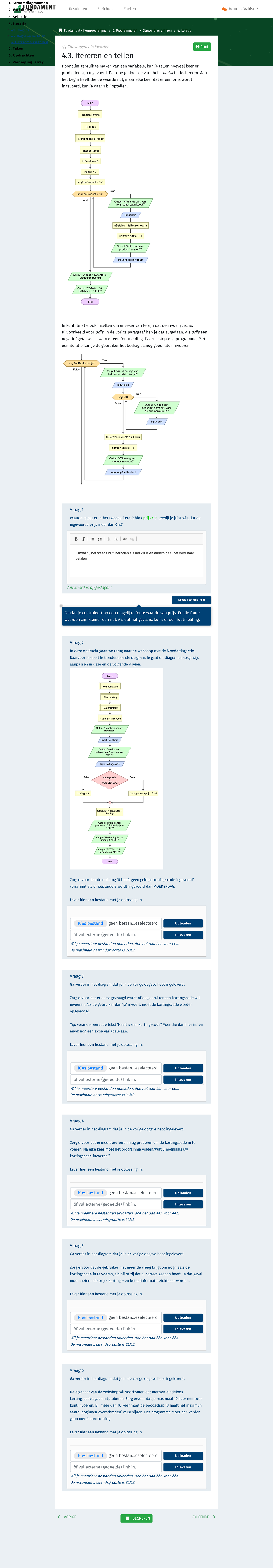 Fundament Online 4.3: Iteratie en Tellen in Programmeren - Studeersnel