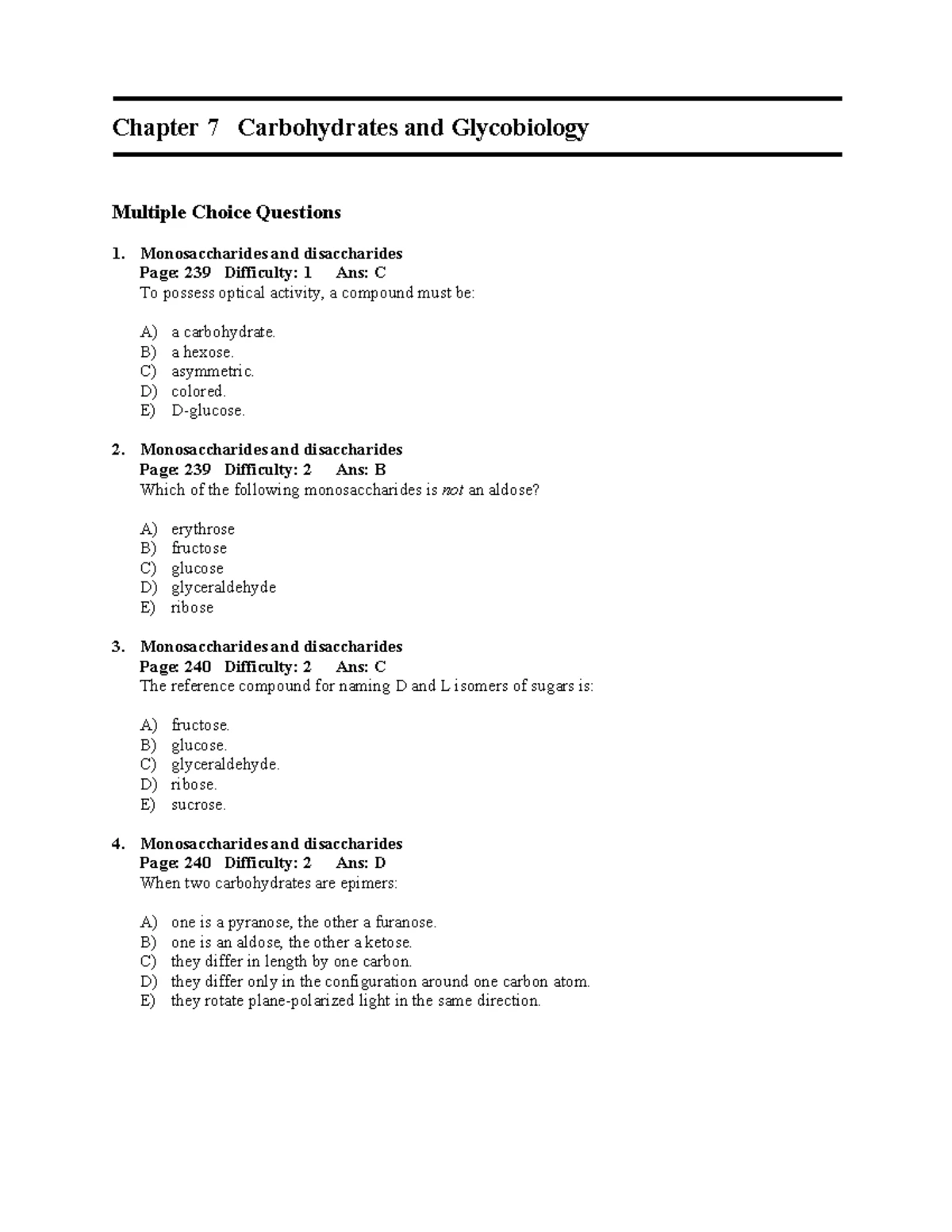 Ch 7 test bank w answers - Test bank for chapter 7 - Multiple Choice ...