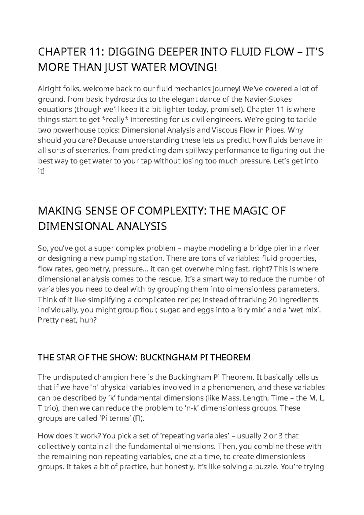 Fluid Mechanics CH11: Dimensional Analysis & Viscous Flow Insights - Studocu