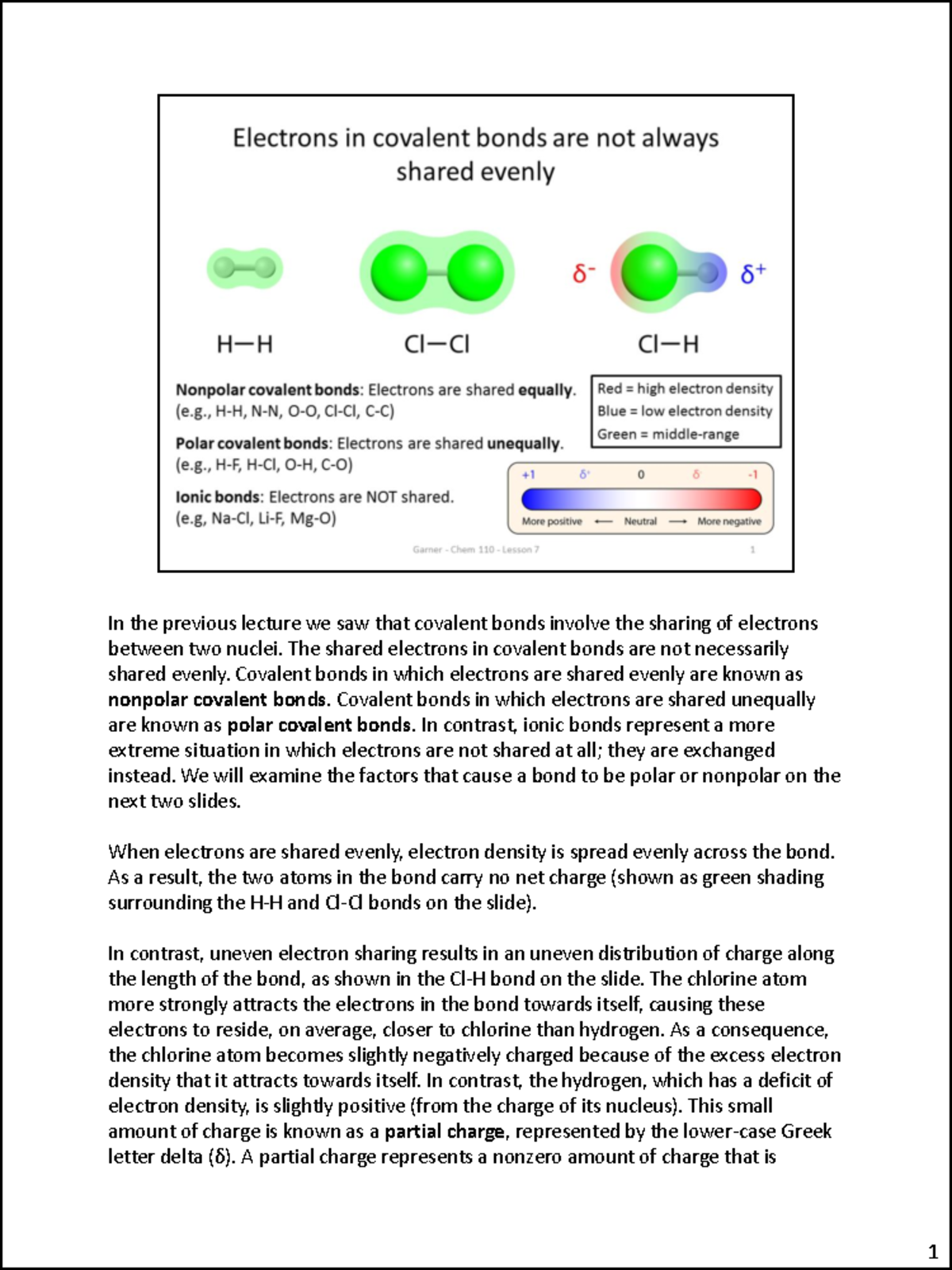 Understanding Polar and Nonpolar Bonds: Electronegativity (CHEM101) - Studocu
