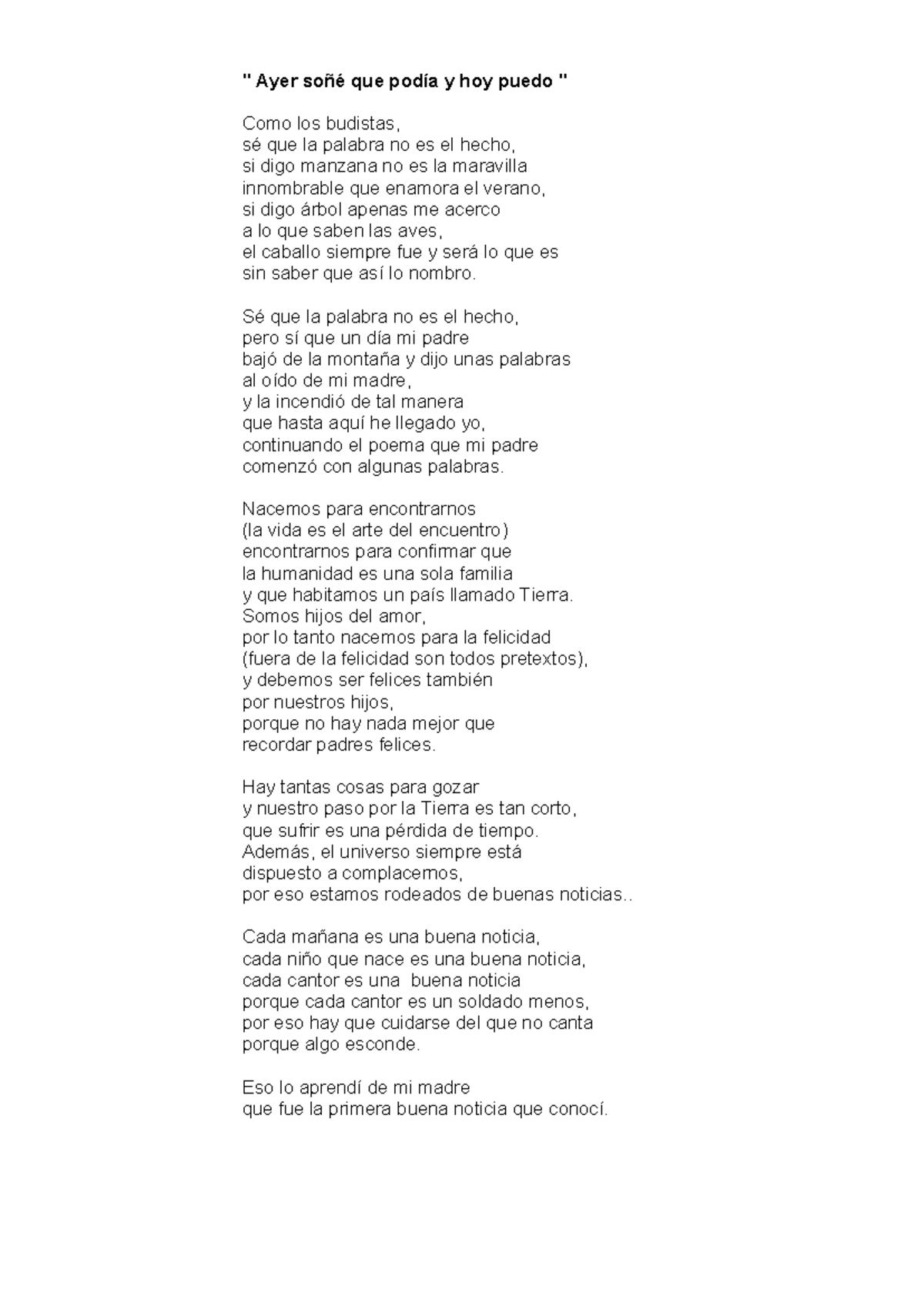 Reflexiones sobre la Vida y el Amor: Ayer Soñé que Podía - Studocu