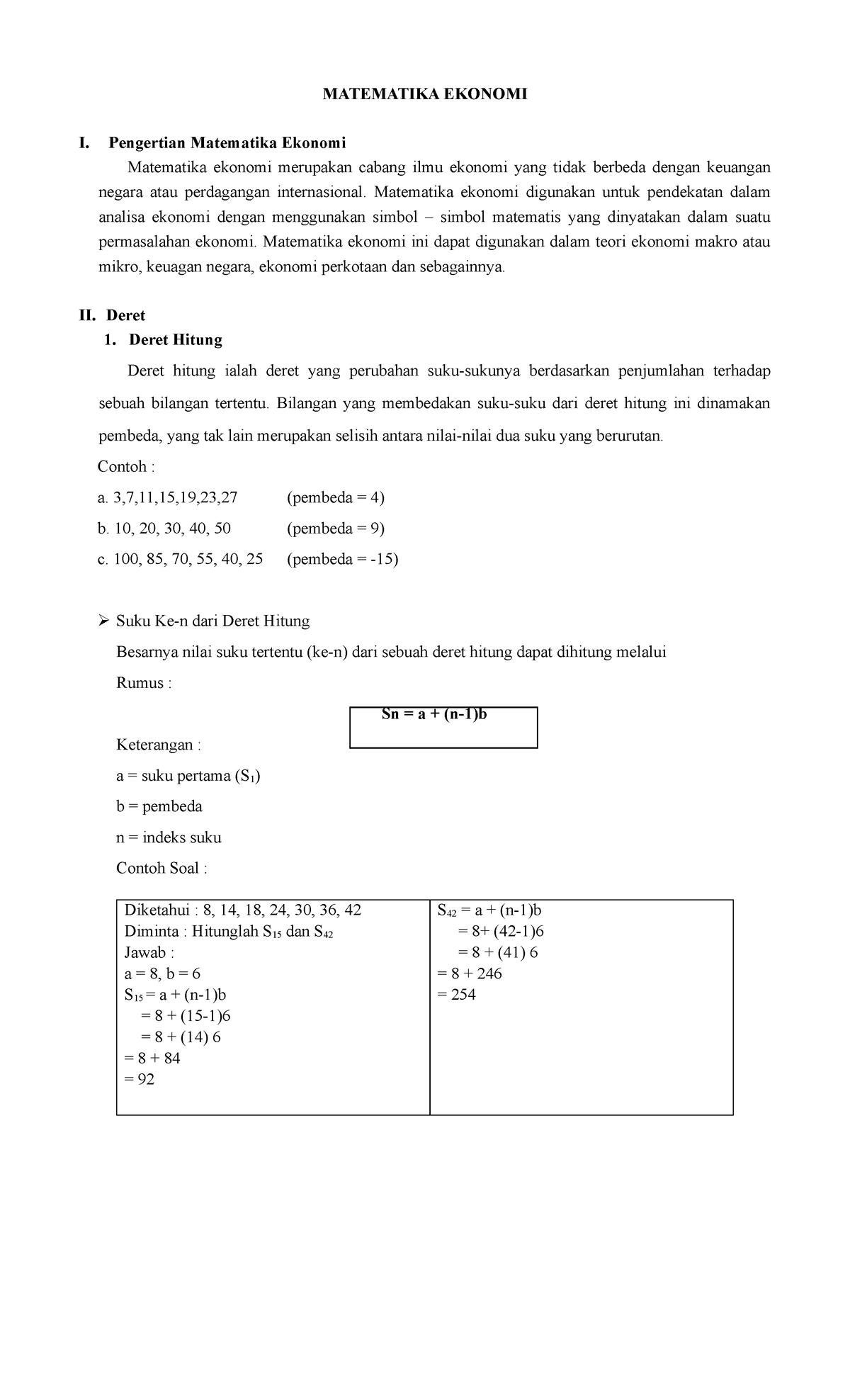 MATEMATIKA EKONOMI I: UTS dan Pembahasan Deret Hitung dan Ukur - Studocu