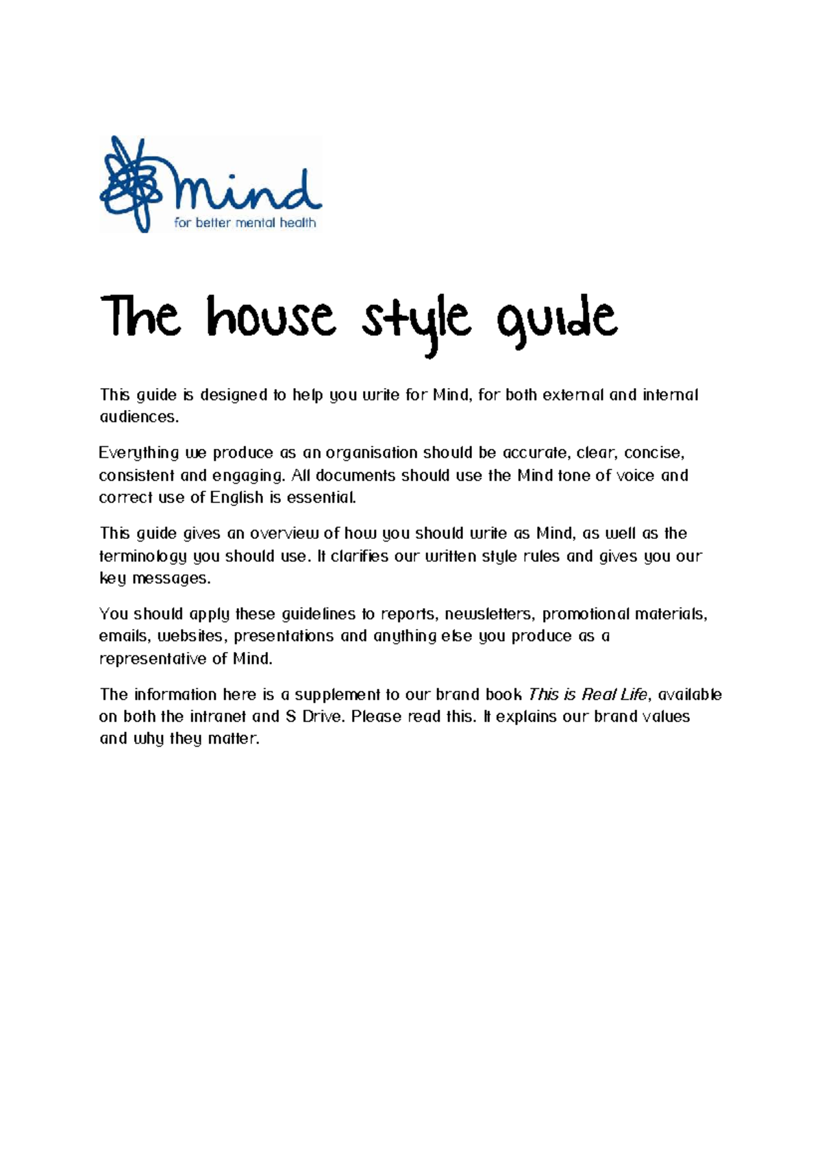 Mind House Style Guide: Writing for Clarity and Engagement - Studocu