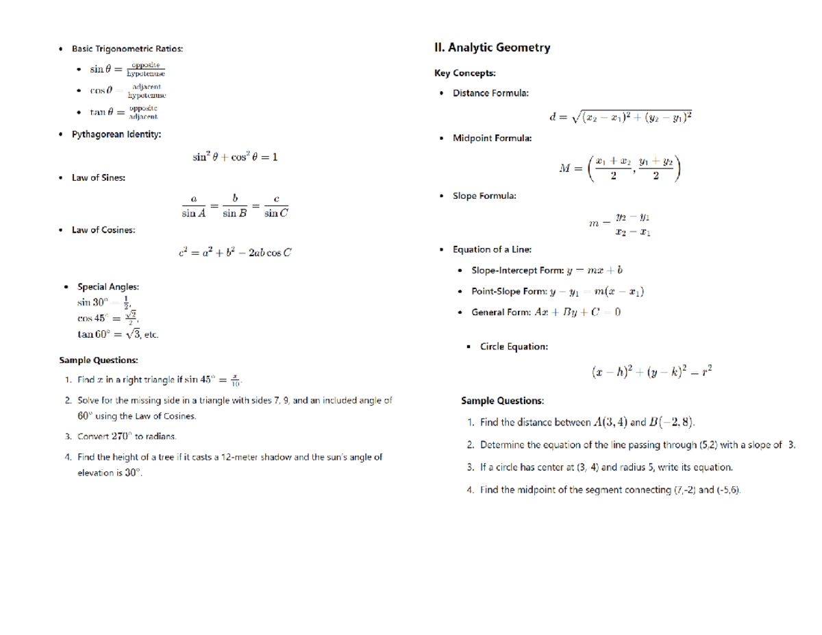 Inbound 6585073305413314046 - Basic Trigonometric Ratios: II. Analytic ...