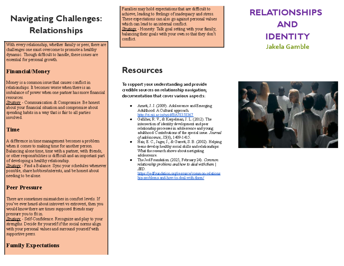 Psy 322 - Module 4 - Activity: Navigating Family and Peer Relationships - Studocu