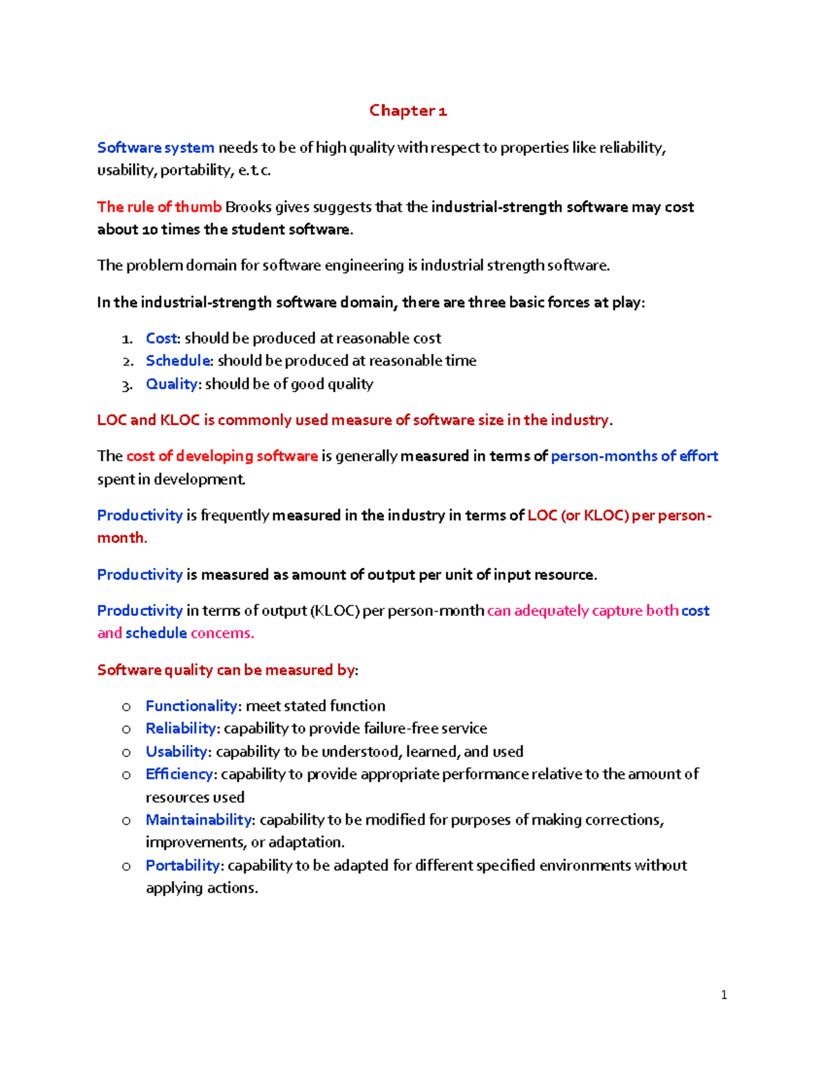 Note - summary of software engineering course for computer engineering ...