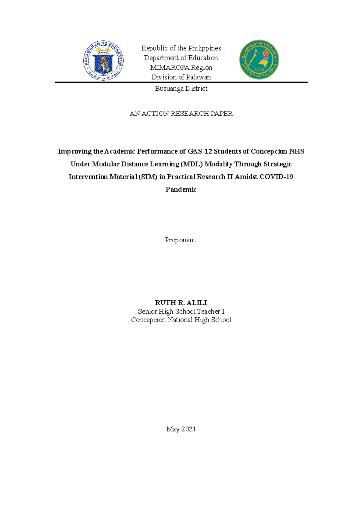 Improving Academic Performance of GAS-12 Students During COVID-19 - Studocu