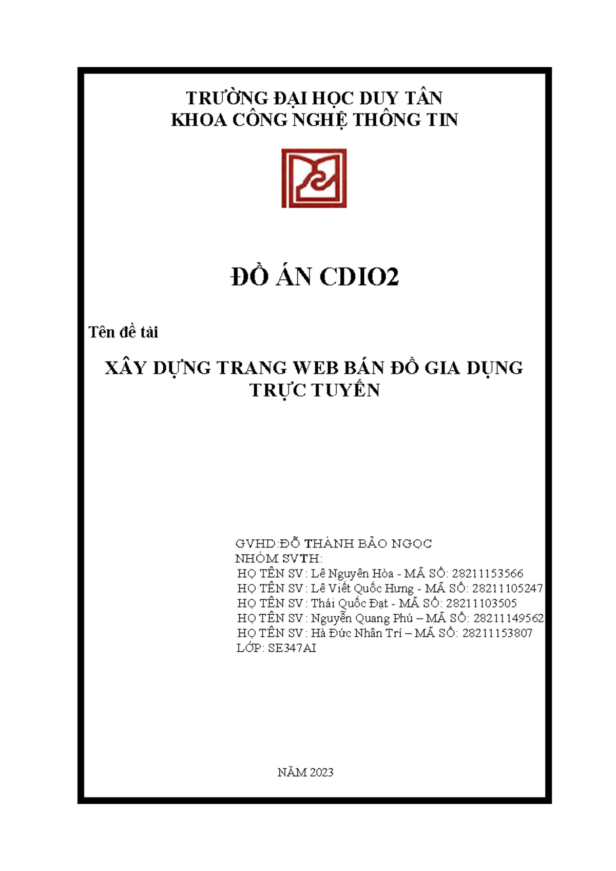 Baicdio CHinh Thuc-1 - CDIO - TRƯỜNG ĐẠI HỌC DUY TÂN KHOA CÔNG NGHỆ ...