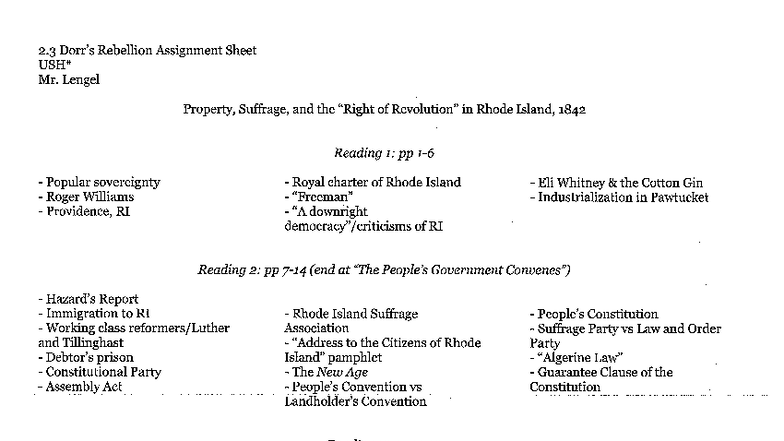 2.4 Dorr's Rebellion Case Study: Property and Suffrage in RI, 1842 ...
