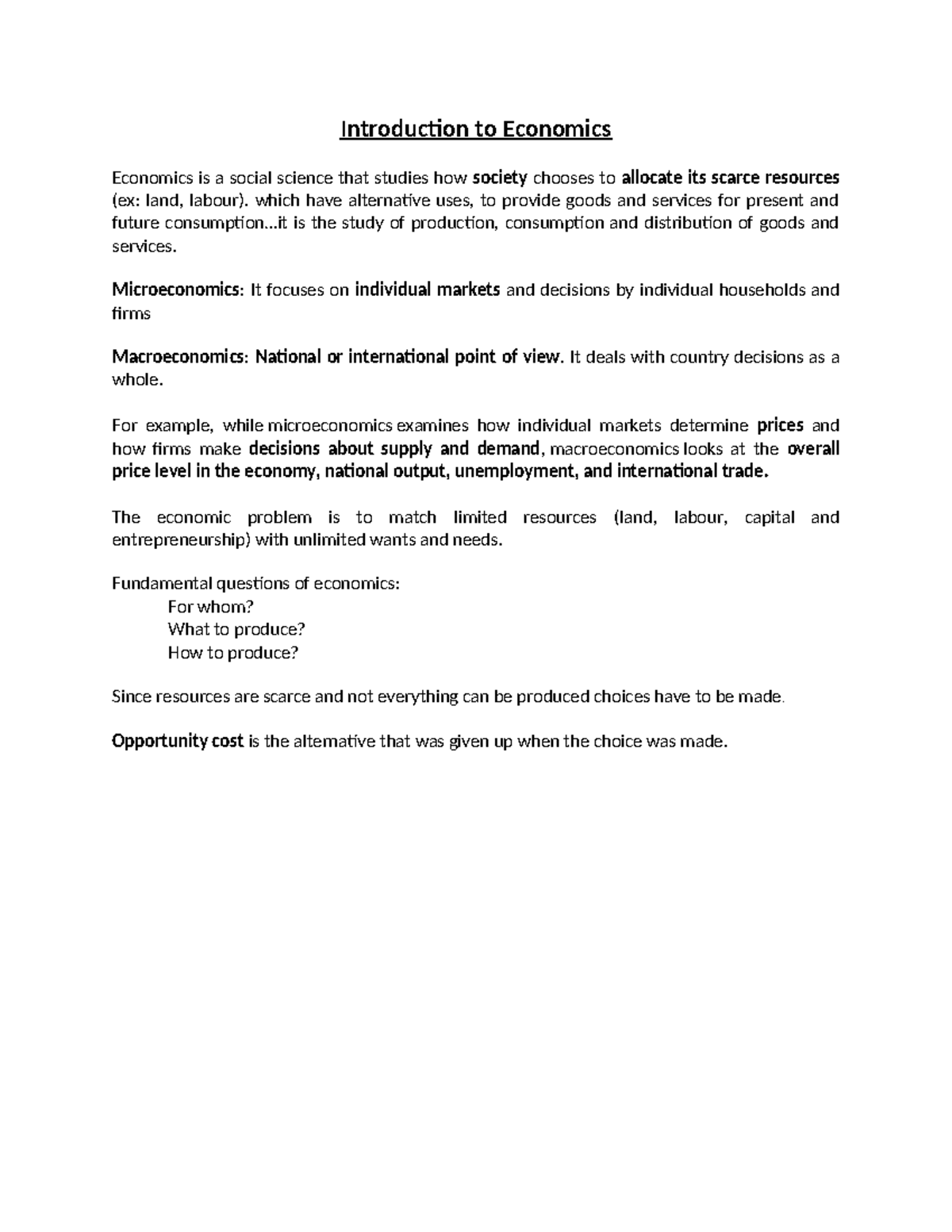 Economics - Lecture Notes on Micro and Macroeconomics Concepts - Studocu