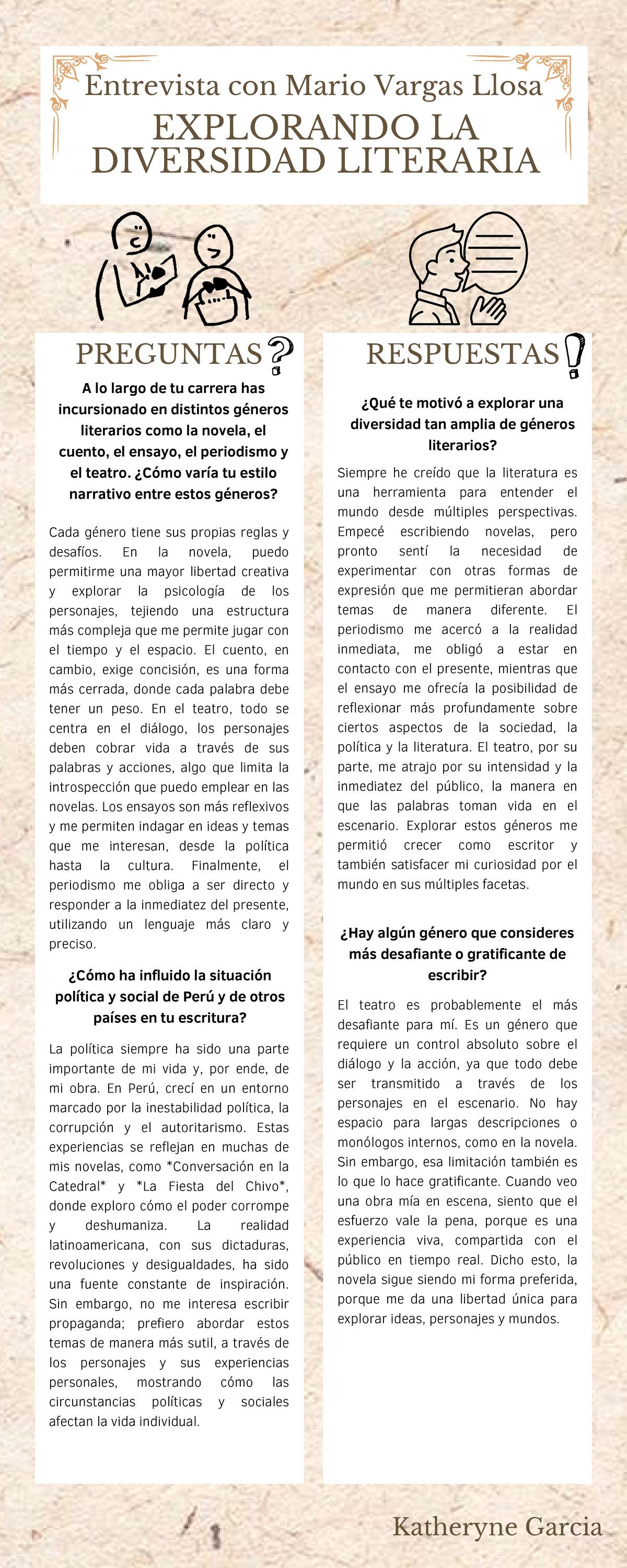 Entrevista a Mario Vargas Llosa: Diversidad Literaria y Géneros - Studocu
