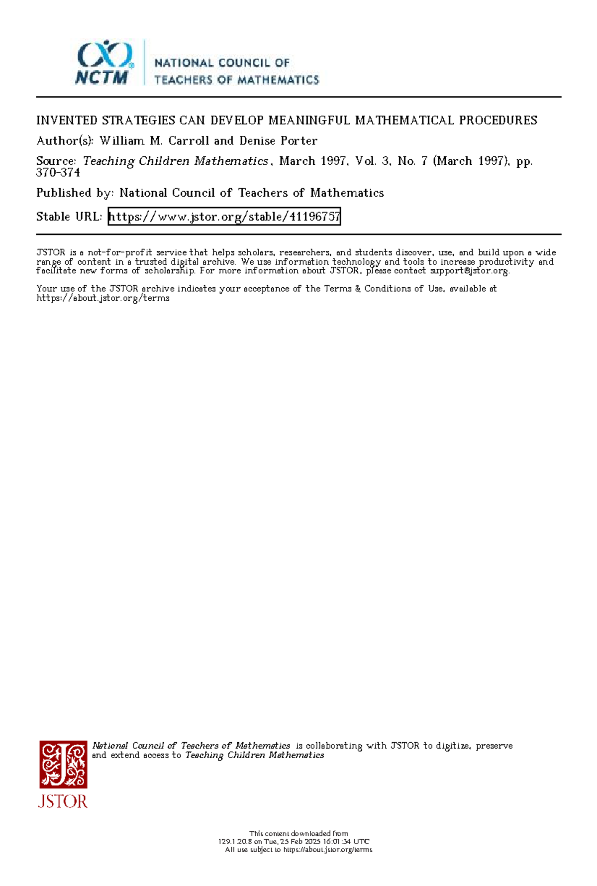 Invented Strategies in Mathematics: Enhancing Primary Education ...