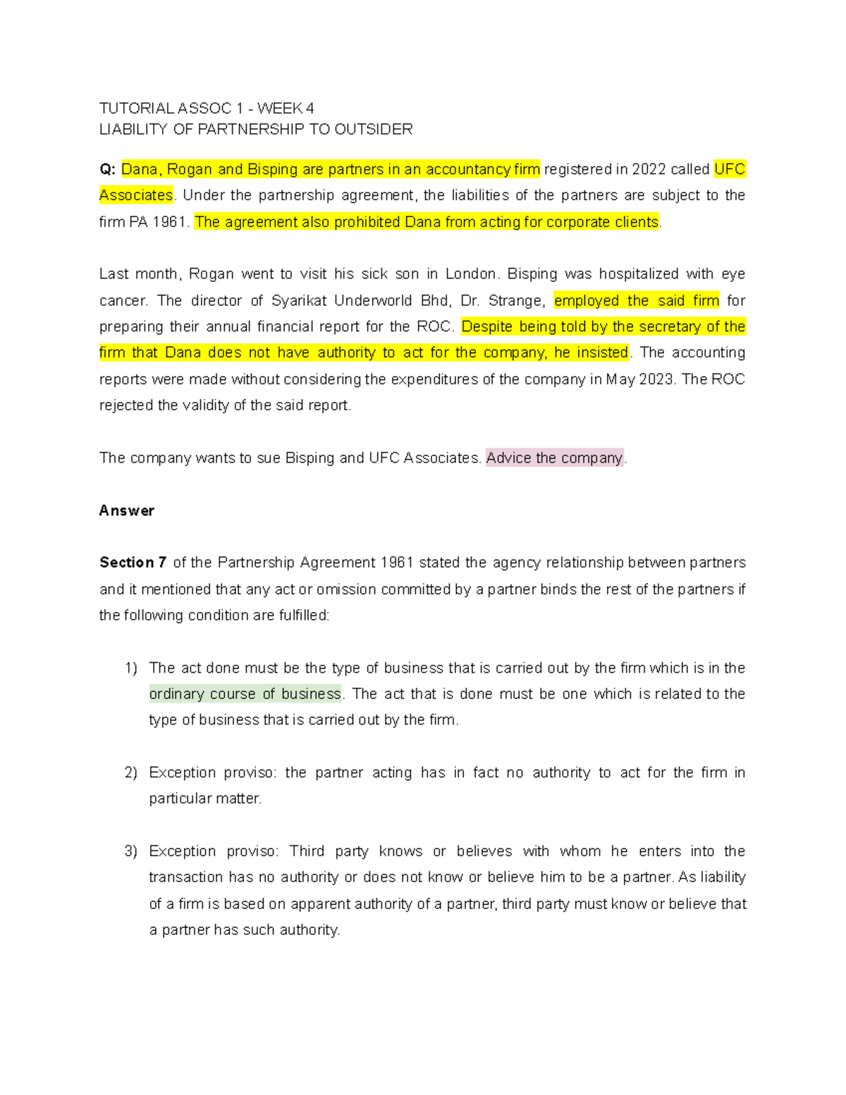 Tutorial Assoc 1 - Week 4: Liability of Partnerships in Accounting ...